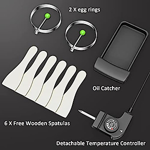 SIMOE 36 inch Electric Griddle Teppanyaki Grill, BBQ Smokeless Grills, 2000W Barbecue Griddles Table Top with Nonstick Surfaces and Adjustable 5 Temperature Setting, Indoor/Outdoor Grill