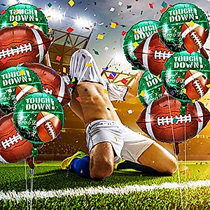 Football Balloons Set, Football Field Balloons and Football Foil Balloons for Tailgate Game Day Football Theme Supplies Birthday Party Decorations (12 Pieces)