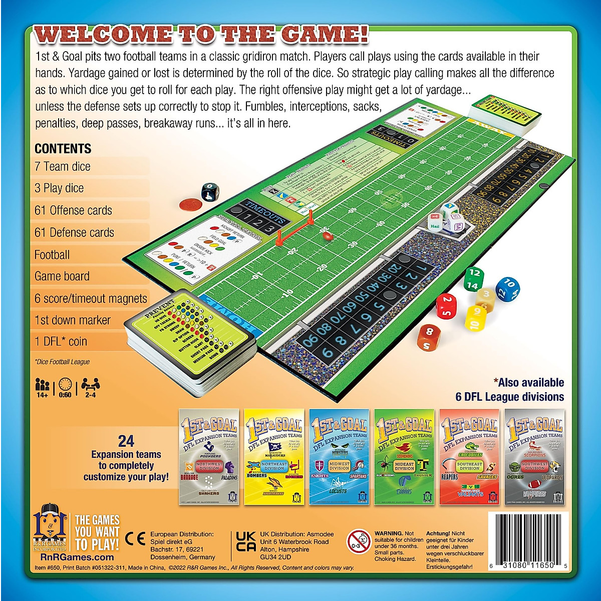 R&R Games 1st & Goal, Football Board Game for Adults and Kids, Card Games for Family Night