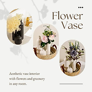 Perfnique Ceramic White Vase, Pampas Grass Vase Set of 3, Modern Boho Rustic Home or Living Room Decor, Farmhouse Decorative Dried Flower Bud Vase for Table Centerpieces Decor (White)