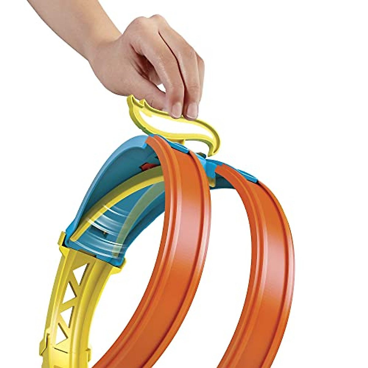 Hot Wheels Track Builder Playset Split Loop Pack & 1 Toy Car in 1:64 Scale, Compatible with Other Hot Wheels Sets
