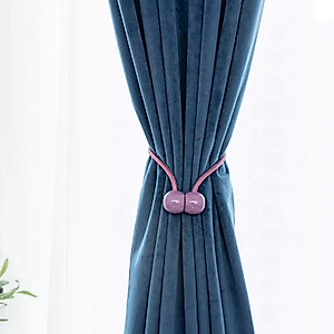 AINAAN 2 Packs Magnetic Curtain Tiebacks Unique Wooden Balls for Home Office Kitchen Sheer Blackout Panels, Light purple