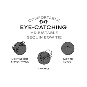 Man of Men Sequin Bow Ties for Men - Pre-tied Adjustable Length Bowtie, Many Colors to Choose From (Black)