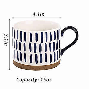 SOUJOY Set of 4 Porcelain Coffee Mugs, 15 Oz Hand Painted Coffee Cups with Handles, Glazed Stoneware Mugs for Tea, Hot or Cold Drinks, Best Gifts for Birthday, Thanksgiving, Christmas