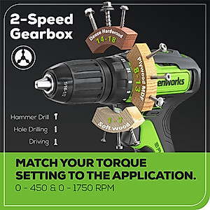 Greenworks 24V Cordless Drill Impact Driver Combo kit, 1/2” Drill & 1/4” Hex Impact Driver Brushless Power Tool Kit, Included 2 Batteries, 1 Charger, 8 pcs Bit Set & Bag