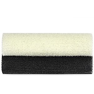 African Exfoliating Net,JASSINS African Sponge Net,Body Exfoliating Long Net Shower Body Scrubber Back Scrubber Skin Smoother (Black + Beige)