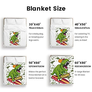 HSSQMH Personalized Dinosaur Blanket for Kids, Custom Dino Throw Blanket with Name for Boys and Girls, Toddler Bed, Room & Bedroom Decor, Unique Blankets for Children