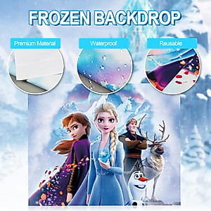 Frozen Birthday Party Supplies, Frozen Party Decorations 82 PCS Include Frozen Backdrop Snowflake Balloon Garland Arch Kit, Elsa, Anna and Olaf Foil Balloon and Happy Birthday Banner for Kids Birthday