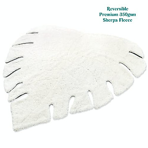 FrecklePot Giant Monstera Leaf Flannel Sherpa Fleece Throw Blanket Quilted Large Velvet Tropical Plant 2m x 2m