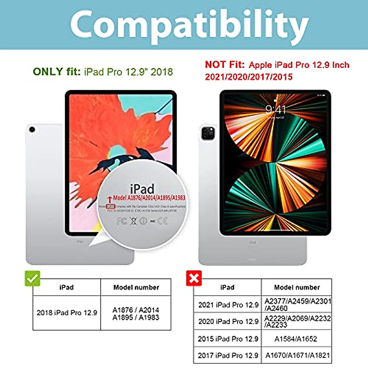 ProCase Smart Case for iPad Pro 12.9" 2018 3rd Gen, Slim Lightweight Trifold Stand Smart Cover with Translucent Frosted Back Protective Case for iPad Pro 12.9 Inch 3rd Gen 2018 Release –Black