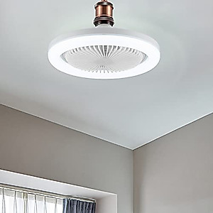Gosuguu Modern Ceiling Fan with Lights- Enclosed Low Profile Fan Light Hidden Electric Quiet Fan with LED Light for Bedroom, Kitchen, Living Room W