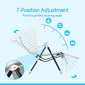 Tangkula Patio Chaise Lounge Chair, Folding Chaise Lounge Outdoor with 7-Position Backrest & Adjustable Footrest, Plastic Pool Lounge Chairs for Outside Backyard Deck Beach Lawn