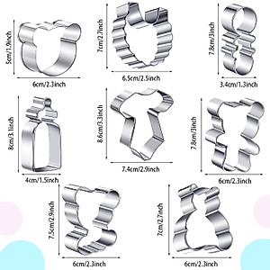 8 Pieces Cute Bear Cookie Cutters Baby Shower Vintage Cookie Cutter Bear Cookie Mould for Home Kitchen Baking Biscuit Bear Baby Shower Party Supplies