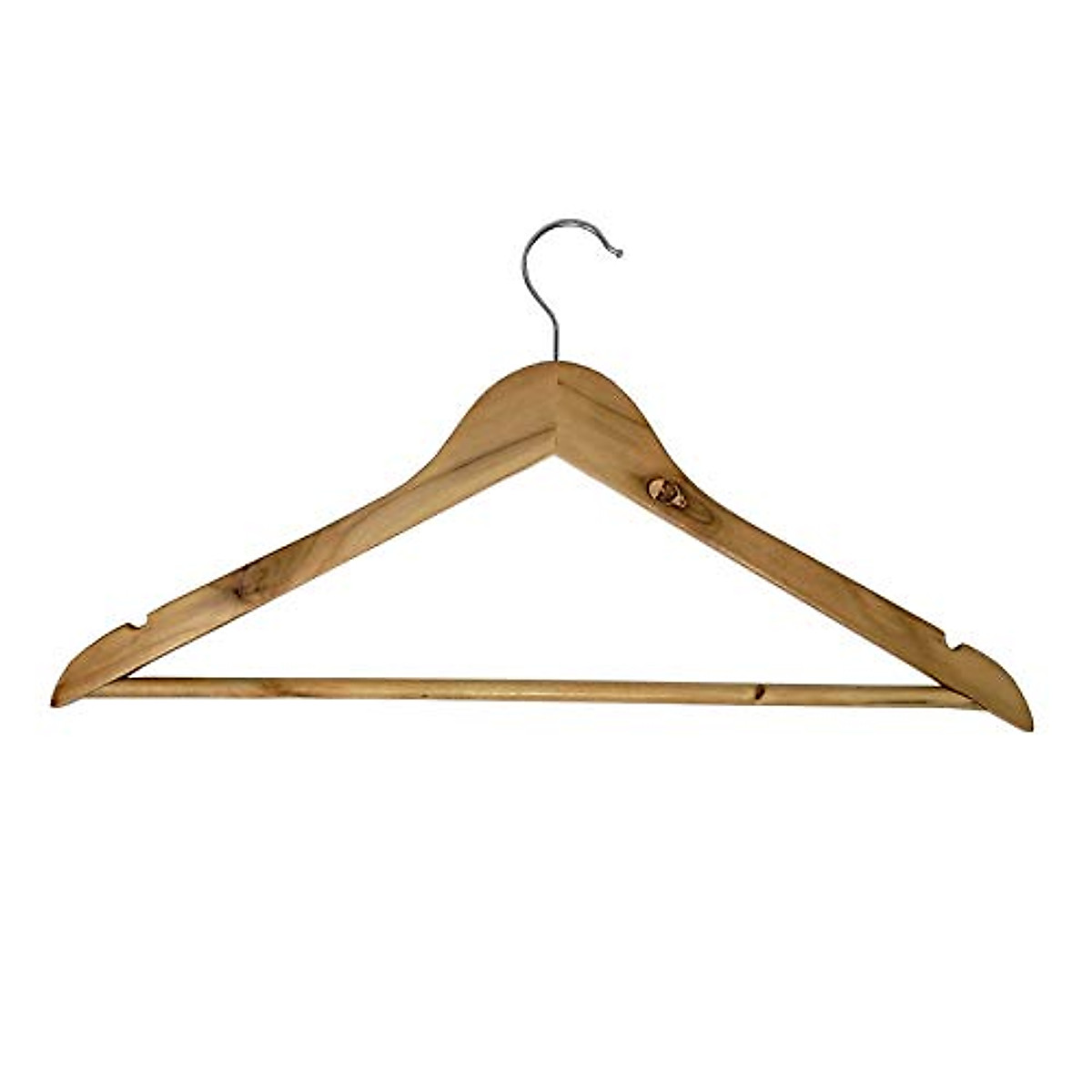 Natural Wood Coat Suit Hangers with Non Slip Bar & Swivel Chrome Hook (Solid High Grade Maple) (10)