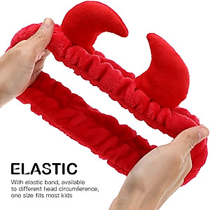 Beaupretty 2 Pack Spa Headband for Women, Devil Horns Facial Headband Face Wash Headband Makeup Cosmetic Shower Soft Hair Band (Black, Red)