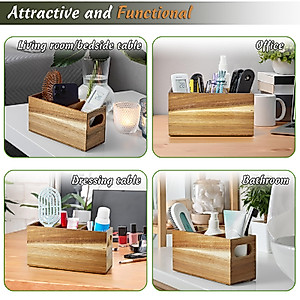 DRASTAR Silverware Holder, Acacia Wooden Utensil Caddy, Silverware Organizer Countertop, Cutlery Holder for Party, Fork Spoon Knife Organizer