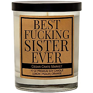 Cedar Crate Market - Best Sister Ever - Sister Birthday Gift from Sister, Big Sister, Little Sister, Funny Candle Gift from Brother, Sister in Law, Gift Ideas, Worlds Greatest Sister - Made in USA