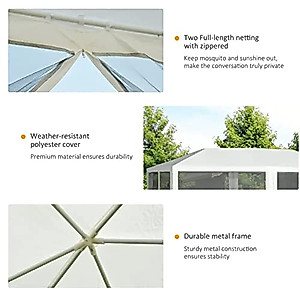 RUIZE Hardtop Gazebo, Galvanized Steel Canopy with Netting and Shaded Curtains, Aluminum Frame Polycarbonate Hardtop Gazebo for Backyard, Patio, Garden
