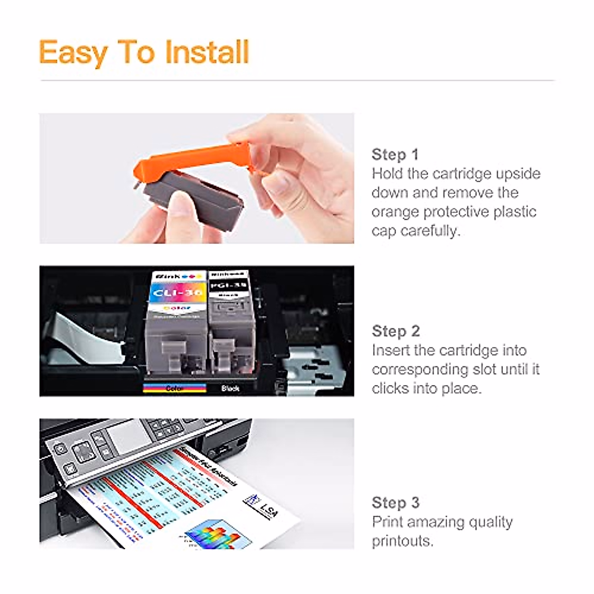 E-Z Ink (TM Compatible Ink Cartridge Replacement for Canon PGI-35 CLI-36 PGI35 CLI36 to use with Pixma TR150 IP100 IP110 TR150 MINI260 MINI320 IP100 Printer (3 PGI-35 Black, 2 CLI-36 Color) 5 Pack