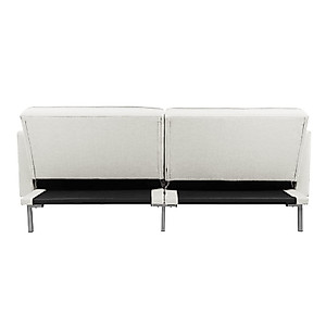 DEEF Linen Upholstered Modern Convertible Folding Futon Sofa Bed for Compact Living Space Apartment Dorm,Two Seat,White