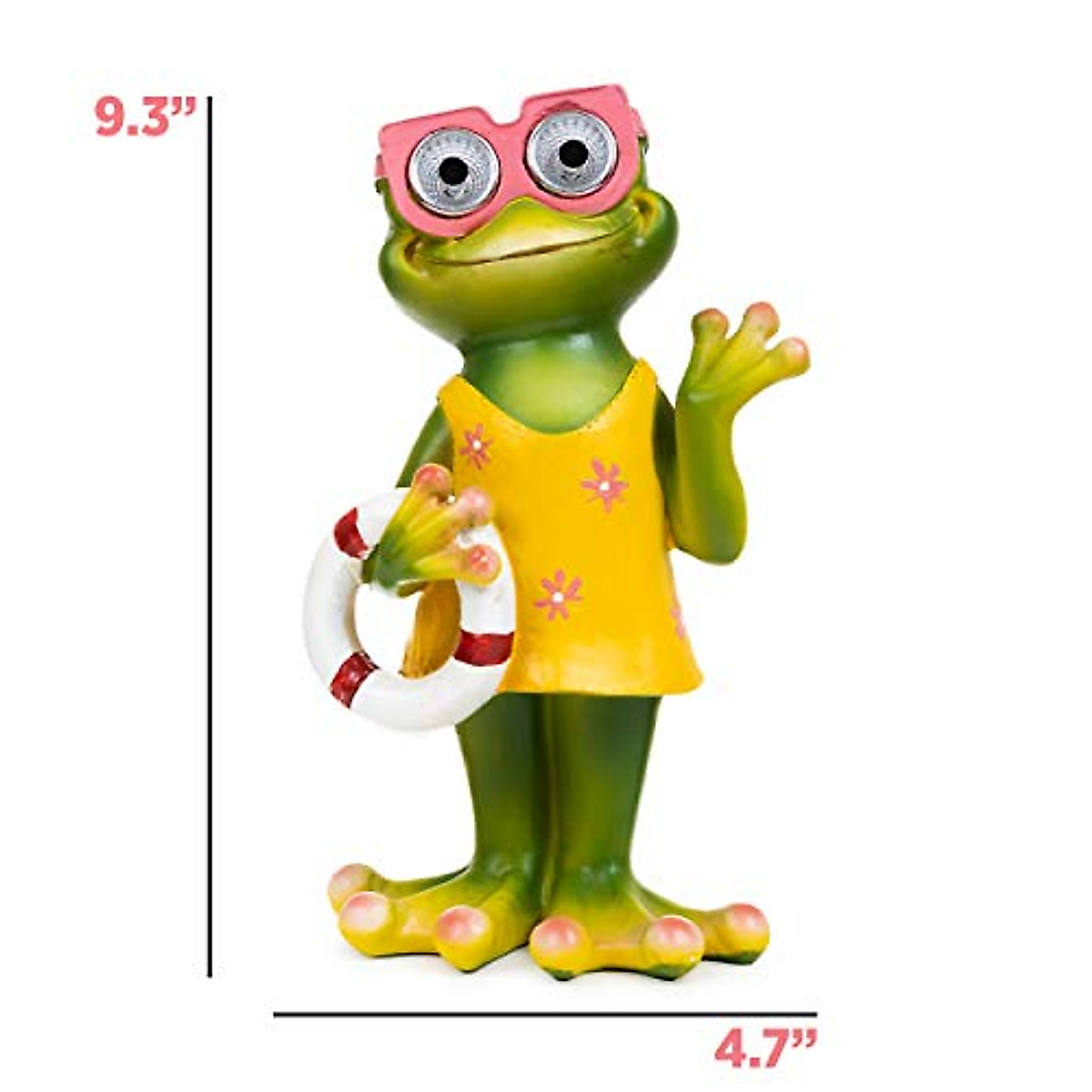 Blazin' Bison Frog Yard Decorations | Outdoor Decor – Garden Statues and Figurines | Solar Lawn Ornaments for Patio, Balcony and Deck | Weather Resistant - LED | Gifts for Patio | Auto On/Off (Girl)