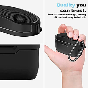 LDSXAY Compatible with Sony WF-1000XM4 Case Cover (2021), Rugged Armor Protective Cover Full-Body Shockproof Shell for Sony WF-1000XM4 with Anti-Lost Carabiner (Black)