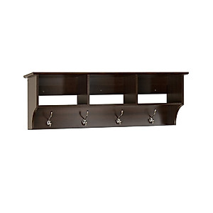 Prepac 24 Pair Shoe Storage Cubby Bench, Espresso & Entryway Cubbie Shelf, Espresso