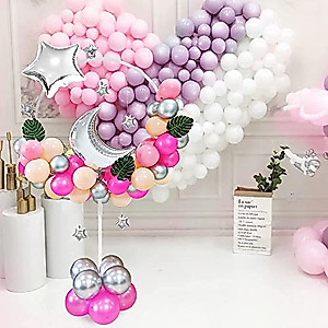 Elecrainbow 67 Inches Height Round Circle Balloon Arch Frame Stand Kit for Party Decorations, Balloon Column Base, Pole, Balloon Clip Rings, Balloon Tie Tool, Strip & 5 Packs of Accessories Included