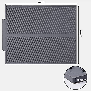 MAOSGO Dish Drying Mat for Kitchen Counter, Silicone Large Dish Drying Pad, Easy Clean Non-slipping Heat Resistant Dish Rack Mat, Foldable Dish Drain Mat Sink Mat, Gray