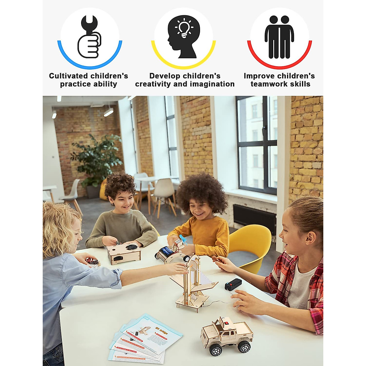 4 Set STEM Kits, Science Experiment STEM Projects for Kids Age 8-12, Model Car Kit, Educational Building Kits,3D Wooden Puzzles, DIY STEM Toys, Birthday Gift for Boys and Girls Ages 8 9 10 11 12