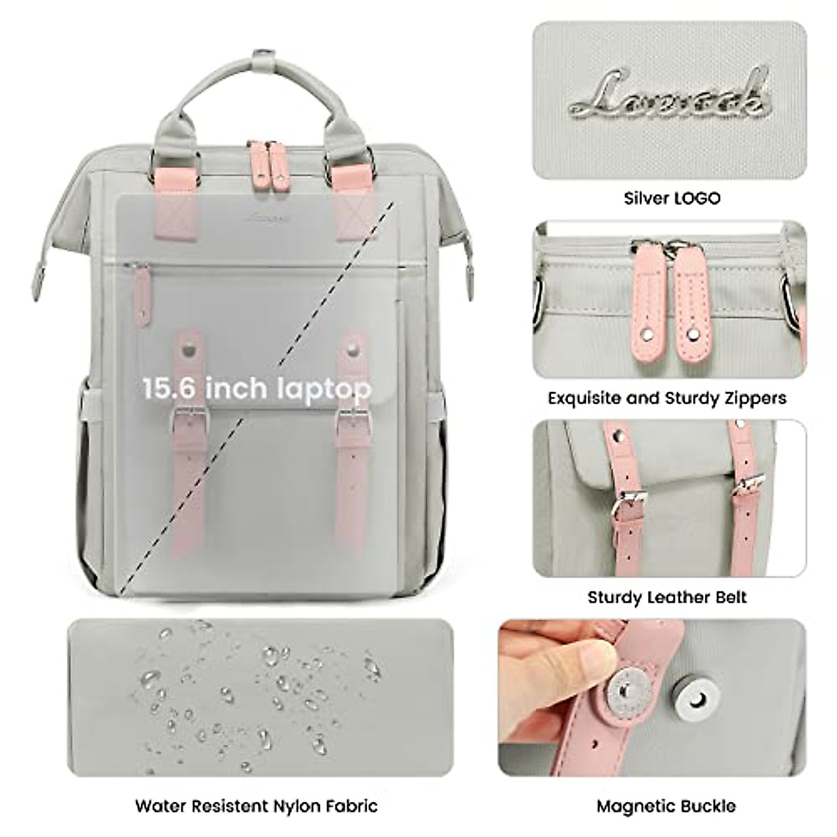 LOVEVOOK Laptop Backpack for Women, Teacher Nurse Bag Work Travel Computer Backpacks Purse,Daypack