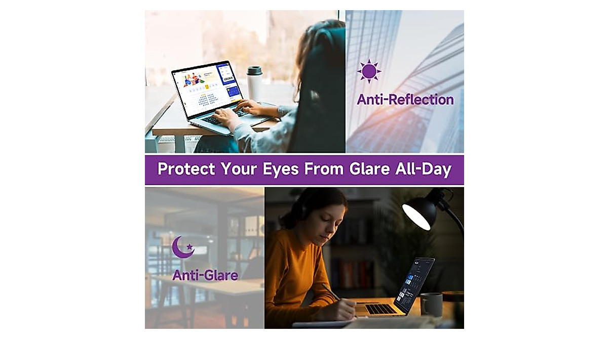 14" Anti-Blue Light & Glare Laptop Screen Protector (2-Pack)