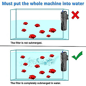 COOSPIDER Aquarium Filter Sun JUP-01 for 40-80 Gallon Tank Clear, U-V Fish Tank Green Clean Machine Submersible Pump w/ 1 Spare Bulb + 2 Replace Filter, 211gph 9 Watt