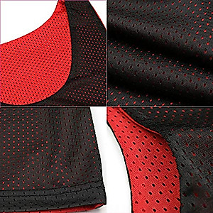 TOPTIE Reversible Basketball Jerseys Men's Tank Top Mesh Tank Lacrosse Jersey for Adult Youth-Black/White-XL