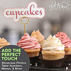 Gray Bunny 12 Pieces Gold Table Number Holders 12 Inches Tall Metal Place Card Holders for Photos, Food Signs, Memo Notes, Weddings, Restaurants, Birthdays