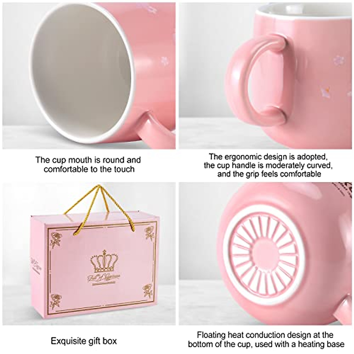 Coffee Cup Warmer with Cup - Coffee Mug Warmer Cup Warmer for Desk Coffee Warmer with Mug Set Coffee Mug with Warmer Coffee Warmer Plate (Pink)