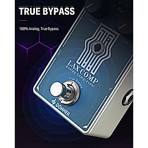 Donner Compressor Guitar Pedal, Lax Comp Compressor Pedal for Electric Guitar and Bass, Classic Peak Limiter Style Compressor with 2 Band EQ Boost Effect Pure Analog True Bypass