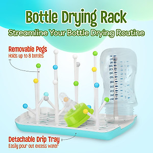HOMEIFY Electric Bottle Brush Cleaner with Drying Rack - USB Rechargeable Bottle Cleaner Kit with Interchangeable Silicone Brush Heads for Pacifiers,