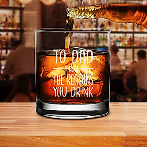 NeeNoNex To Dad From The Reason Old Fashion Rocks Glass - Funny Dad Gift from Daughter Son Kids Birthday Fathers Day Gift