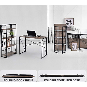 ENGERIO Folding Desk No Assembly Required- 35" Writing Computer Desk Space Saving Foldable Table for Simple Home Office