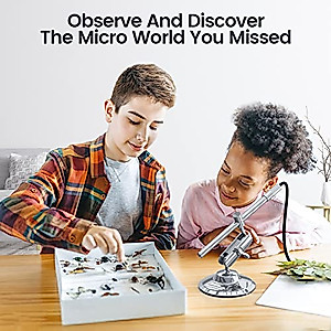 USB Digital Microscope, Teslong 10X to 200X Magnification Camera with Stand, Portable Handheld Electronic Coin Magnifier, Soldering Camera Ear Otoscope