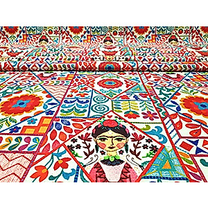 Sweet Frida Kahlo Print Upholstery Fabric, Frida Silhouettes on Majolica Faiance Fabric, Drapery Mexican Art Print Fabric by The Yard