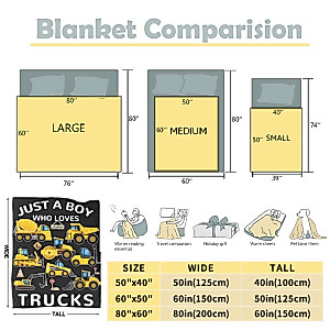 Truck Blanket Gifts 40 x 50 Inch for Kid,Just A Boy Who Loves Trucks Throw Blanket Fannel,Fleece Super Soft Travel Throw Blanket for Bed Couch Sofa