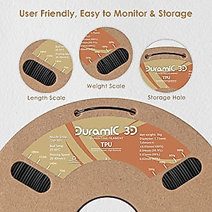 DURAMIC 3D TPU Filament 1.75mm Black, TPU Flexible Filament 95A, Soft TPU 3D Printing Filament, 1kg Spool, Dimensional Accuracy +/- 0.05mm, Black 1 Pack