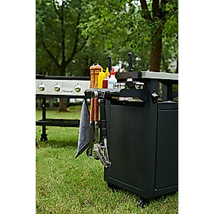 NUUK Deluxe Outdoor Rolling Prep Station, 20" x 30" Stainless Steel Kitchen Storage Island with Enclosed Cabinet and Storage Drawer