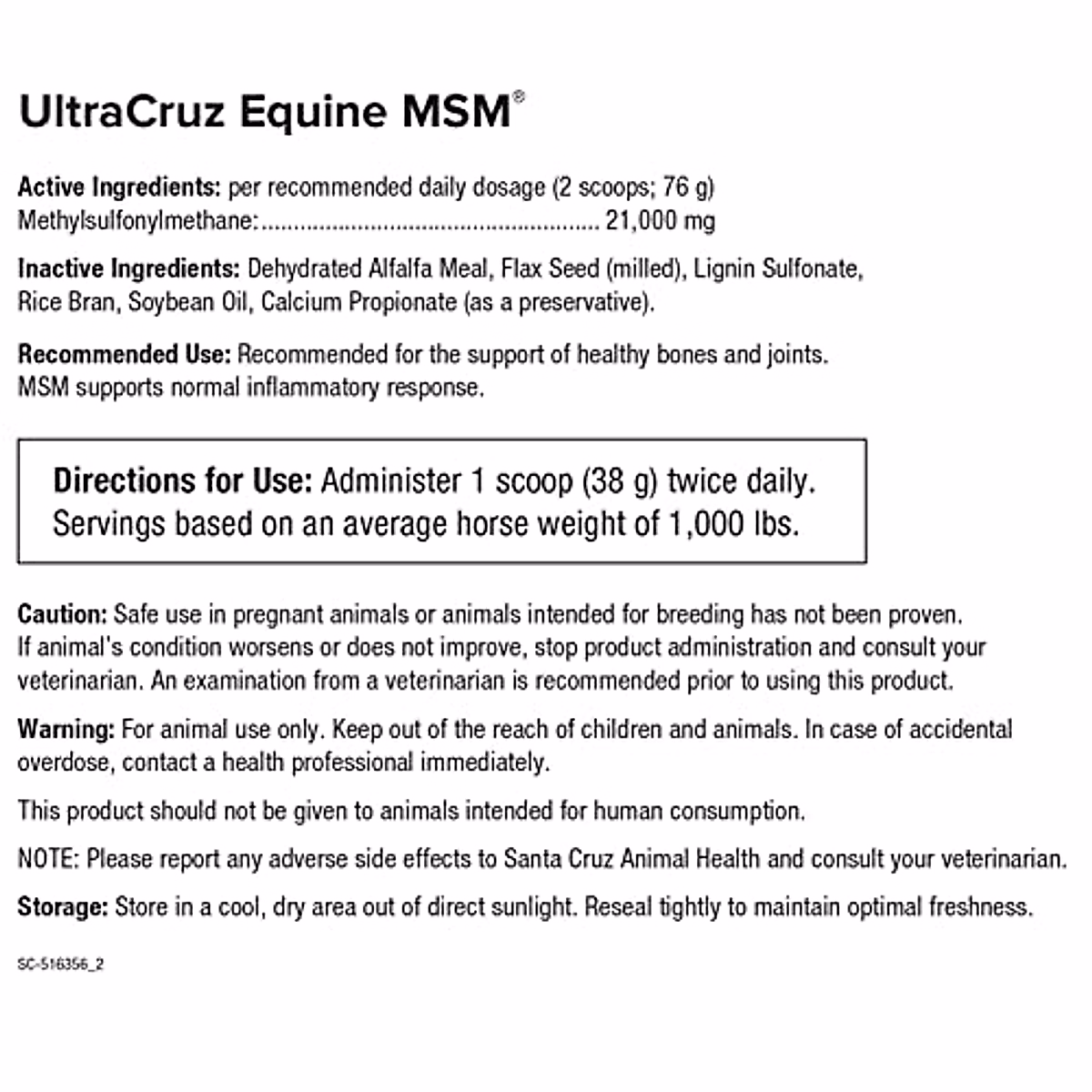 UltraCruz Equine MSM Joint Supplement for Horses, 25 lb, Pellet (150 Day Supply)