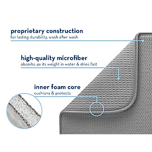 S&T INC. Dish Drying Mat, Highly Absorbent Microfiber Kitchen Counter Mat, Dish Drying Pad for Dishes, Utensils, Pots and Pans, Large 16" x 18", Pure Cashmere