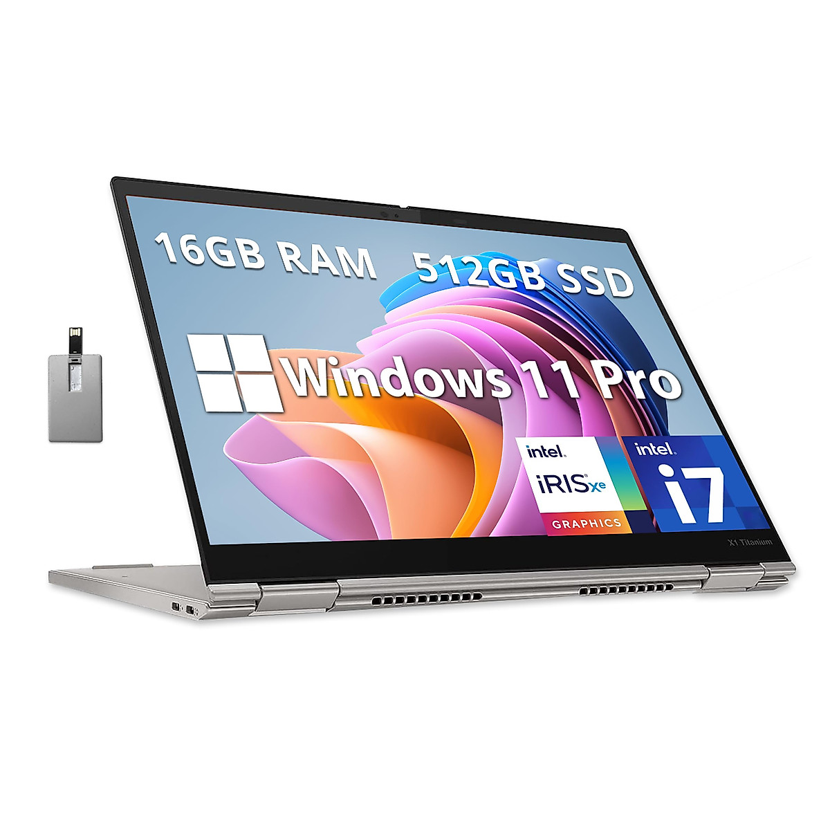 Lenovo Thinkpad X1 Yoga 13.5" 2 in 1 2K Touch Business Laptop, Intel Core i7-1160G7, 16GB RAM, 512GB SSD, Backlight Keyboard, Fingerprint Reader, Win 11 Pro, Gray, 32GB Hotface USB Card