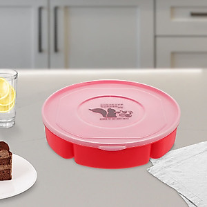 Operitacx Snack Serving Tray 6 Compartment Divided Candy Plate with Lid Nut Plate Appetizer Tray Decorative Candy Containers For Festival Gift Party Red (10x2.1 inch)