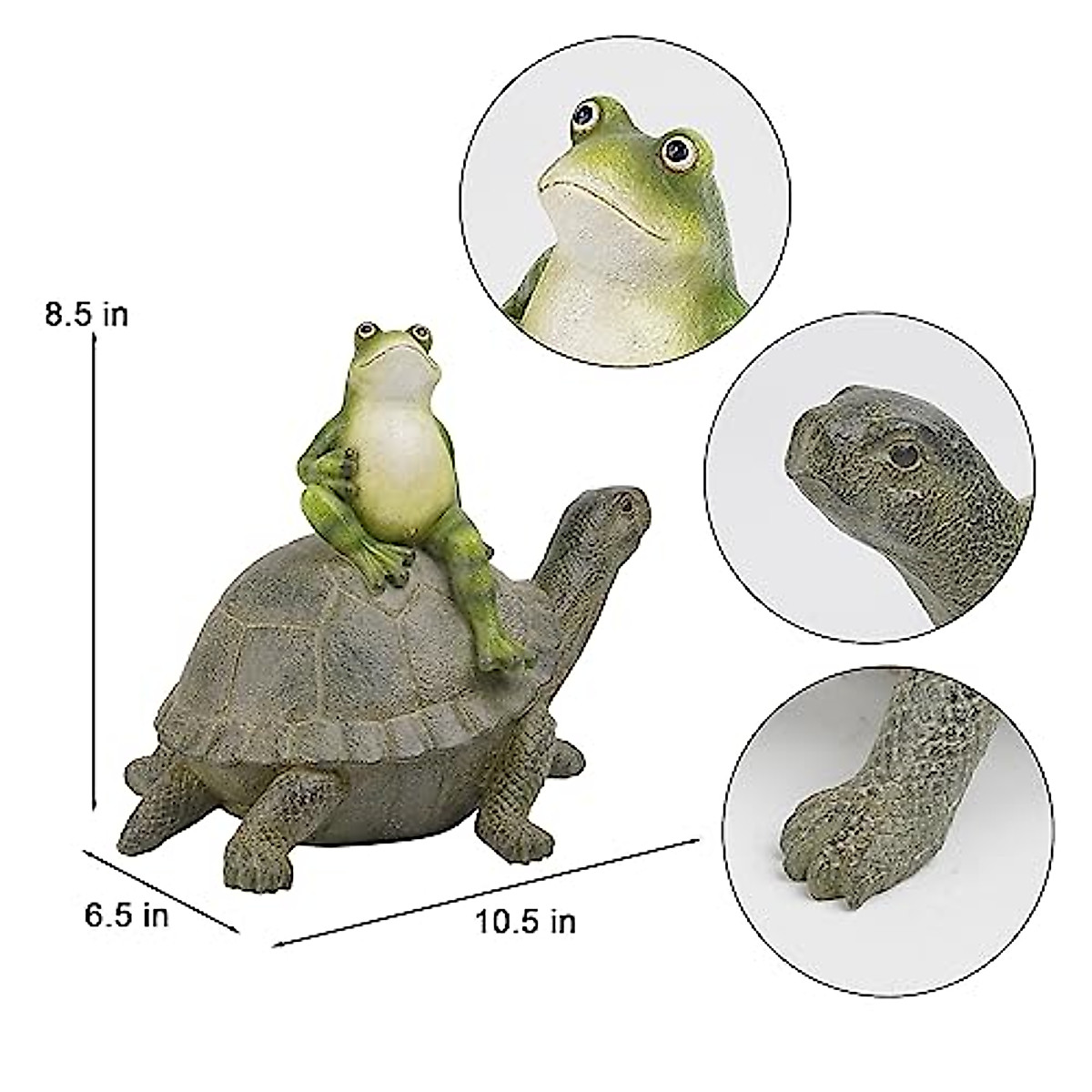LCdecohome Frog Turtle Statue - Outdoor Garden Decor, Resin Sculpture, 10.5 x 6.5 x 8.5 Inch